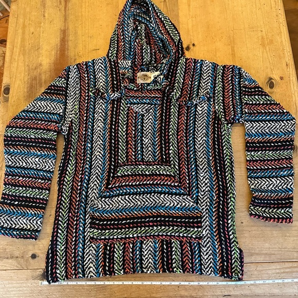 Sweaters | Earth Ragz Rare Vntg Baja Hoodie Boho Pullover Thick Mexican ...